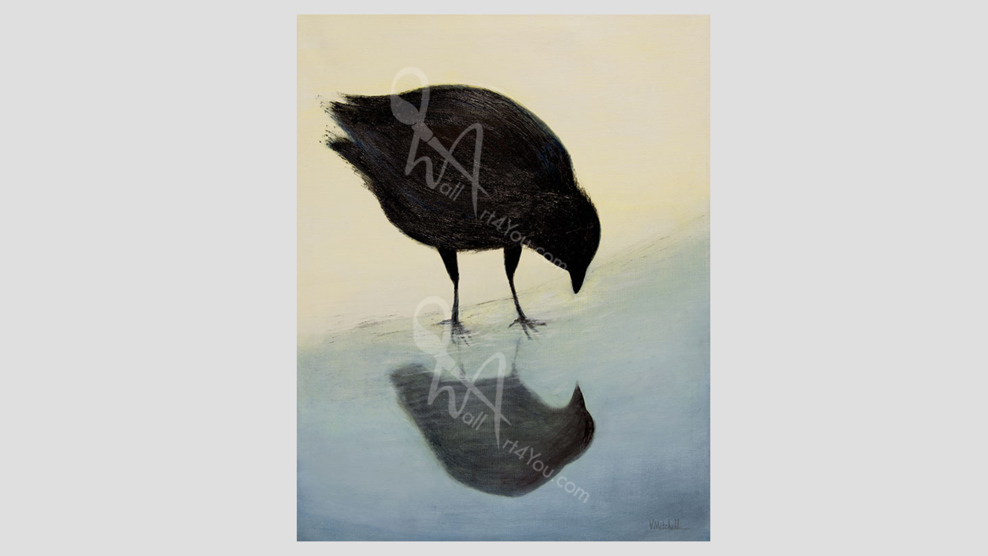 Discovering 'Hello' by Victoria Mitchell: A Crow's Reflection Canvas P ...